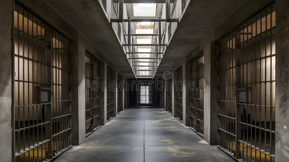 A Corridor of Confinement. a Row of Jail Cells. Stock Photo - Image of ...