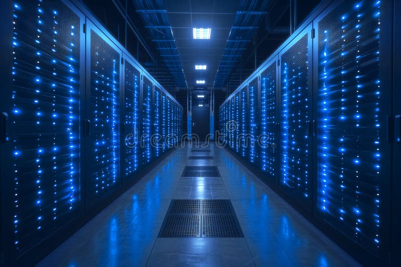 Corridor in a Data Center with Server Racks Stock Illustration ...