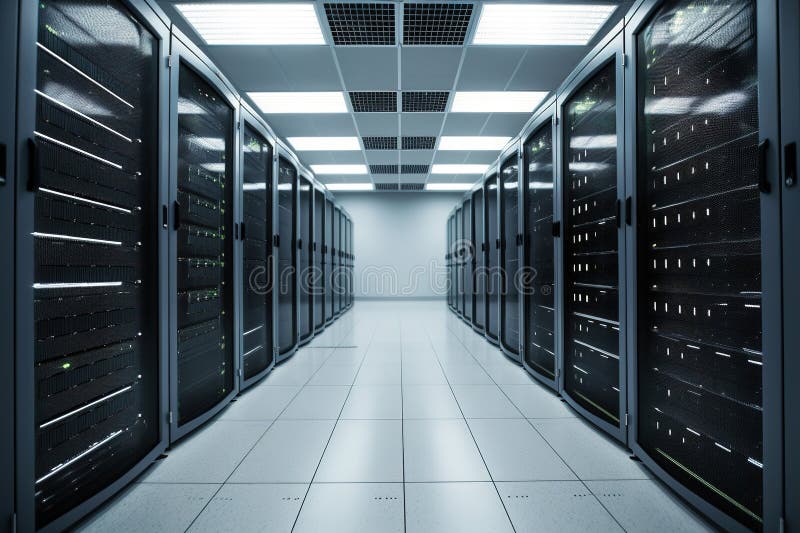 Corridor in Data Server Center. Stock Illustration - Illustration of ...