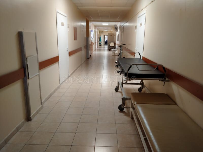 Corridor in the Department of Surgery in a Modern Hospital in the ...