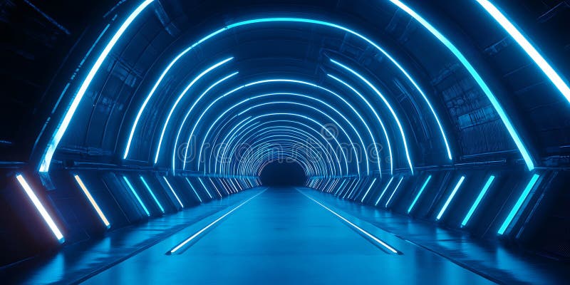 Within a Corridor of Electric Blue Light the Future Beckons with ...