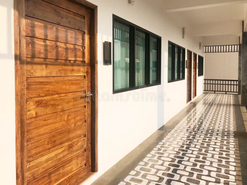 Corridor in Front of Hotel or Apartment Room Stock Image - Image of ...