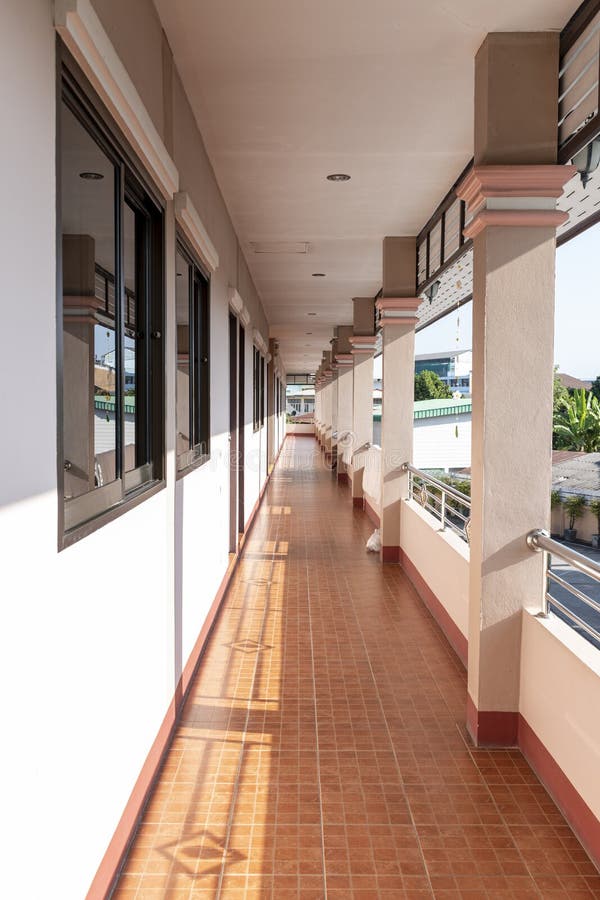Corridor in Front of Resort Rooms Stock Image - Image of architecture ...