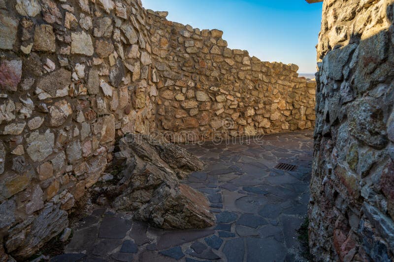 Corridor between Historic Stone Walls Stock Image - Image of attraction ...