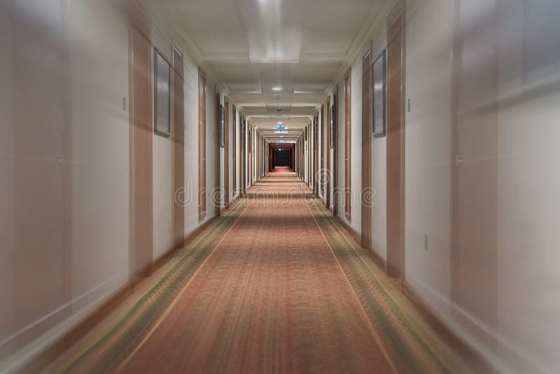 Corridor with with Long Line of Doors Stock Photo - Image of dormitory ...