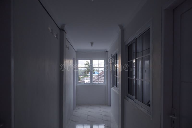 Corridor of an Inn with Sunlight Coming in from the Windows Stock Image ...