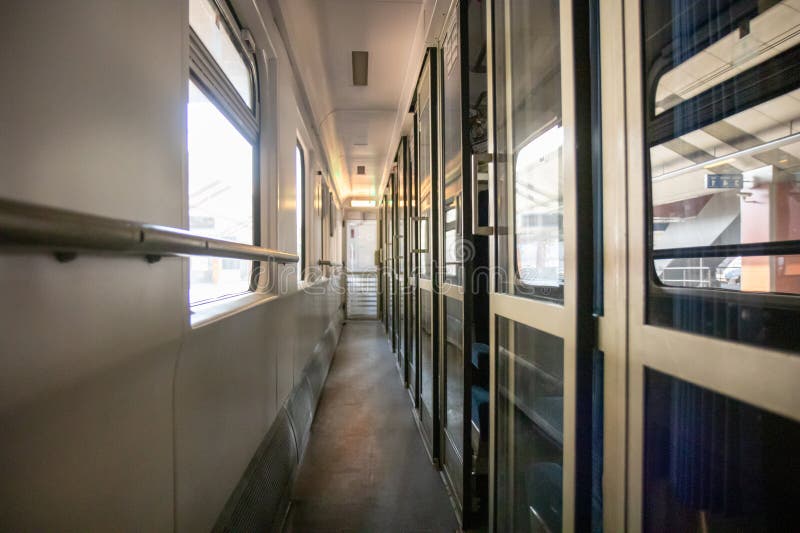 A Corridor Inside a Passenger Second-class Train Carriage in Poland ...