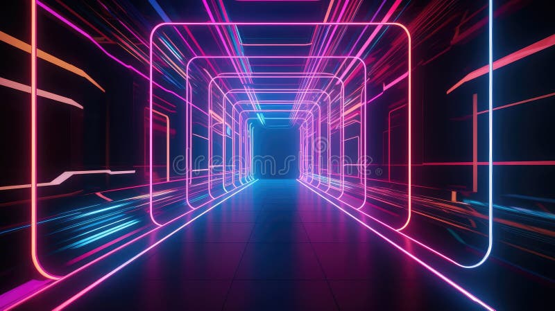 Corridor Interior Design with Neon Illumination. Abstraction, Space ...