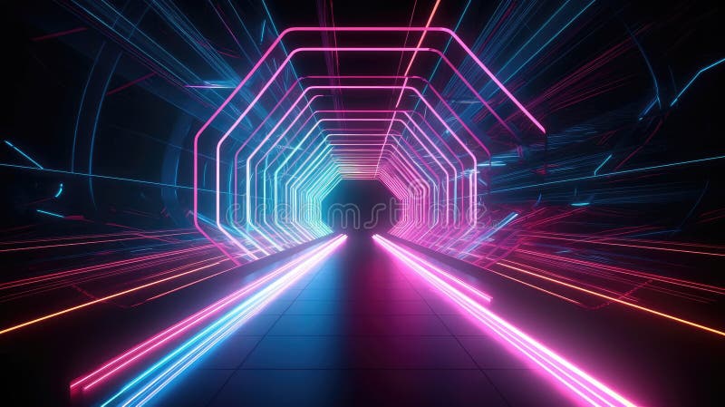 Corridor Interior Design with Neon Illumination. Abstraction, Space ...