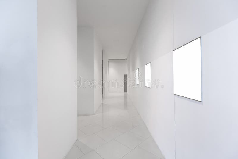 Corridor Interior with Empty Banner on Wall. Advertisement Concept ...