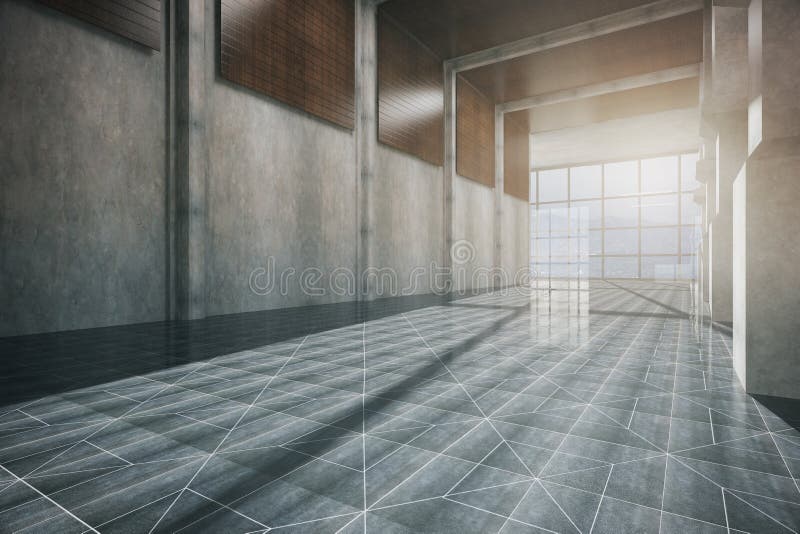 Corridor with Side Metal Mesh Stock Illustration - Illustration of ...