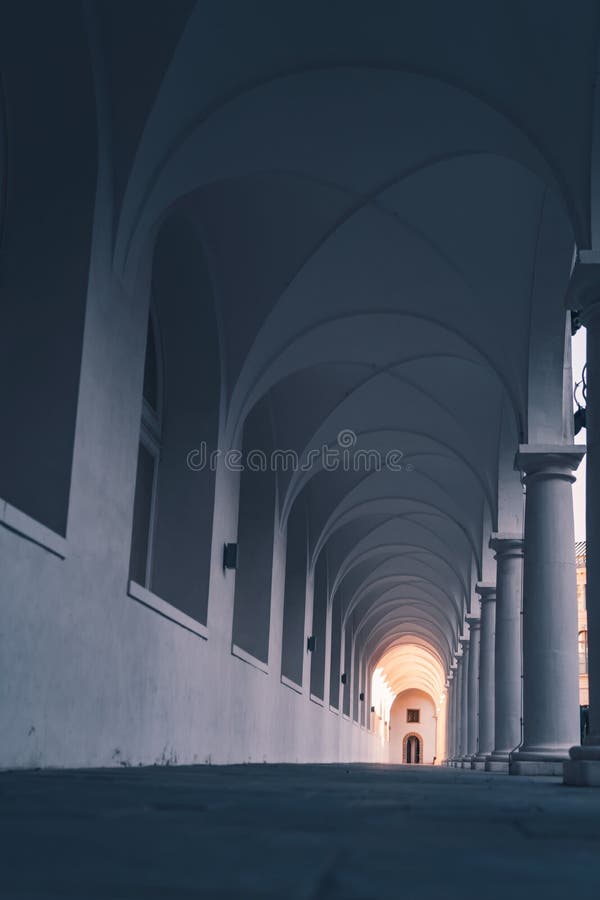 Corridor Large Columns White Arches Vertical Stock Photos - Free ...