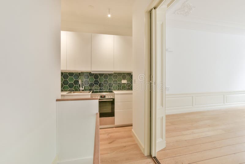 Hallway Near Kitchen and Staircase Stock Photo - Image of entrance ...