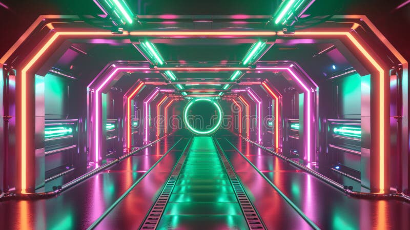 A Corridor Lined with Hexagonal Panels, Reflecting and Distorting Light ...