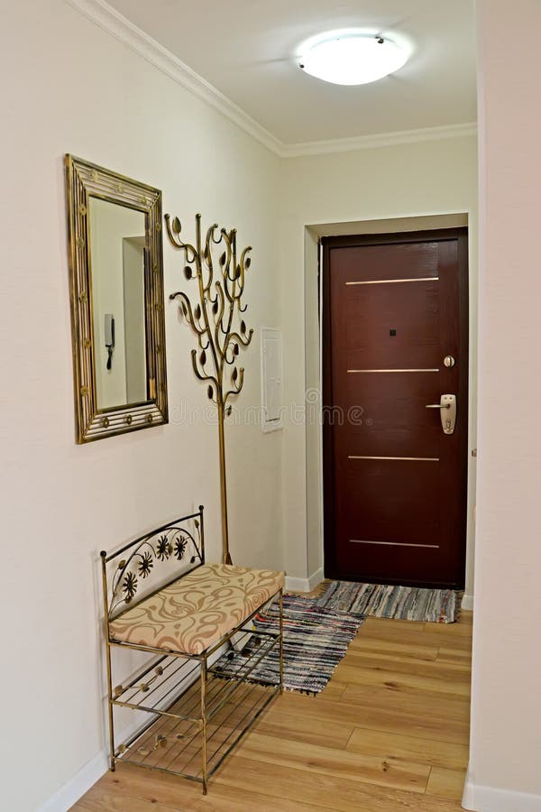 Corridor with a Mirror on the Wall. Interior Stock Image - Image of ...