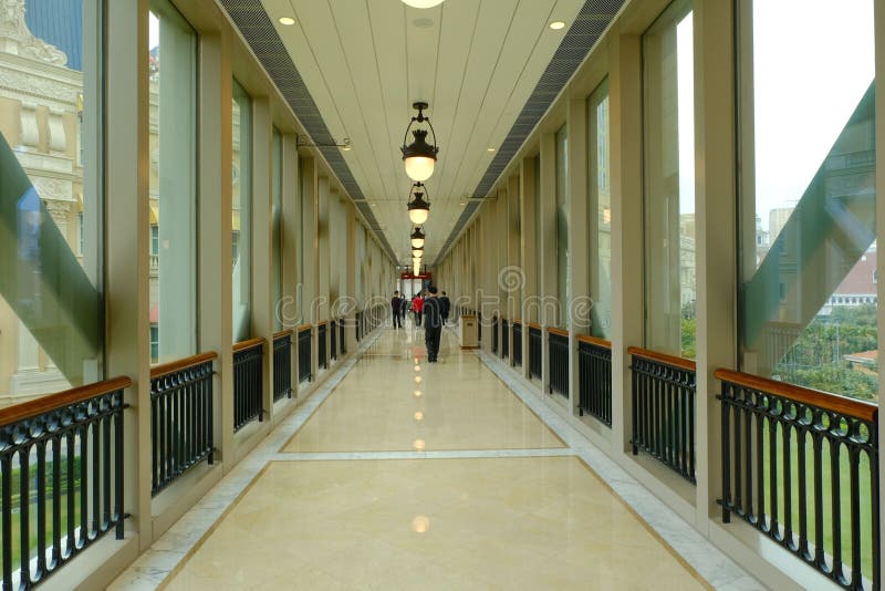 Corridor in a Modern Building with Glass Windows Editorial Photography ...