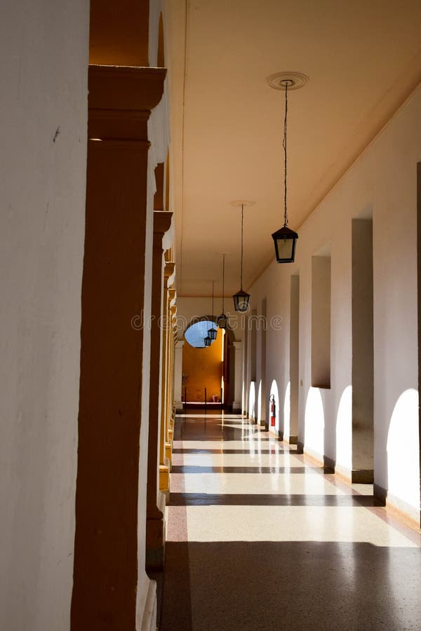Corridor of a Modern Monastery Stock Image - Image of culture ...