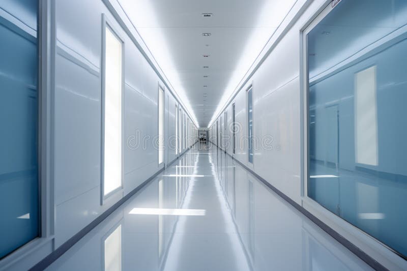 The Corridor of a Modern Office Building Showing White Walls with ...