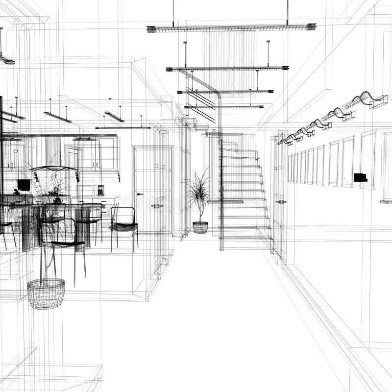 Corridor in modern office stock illustration. Illustration of inside ...