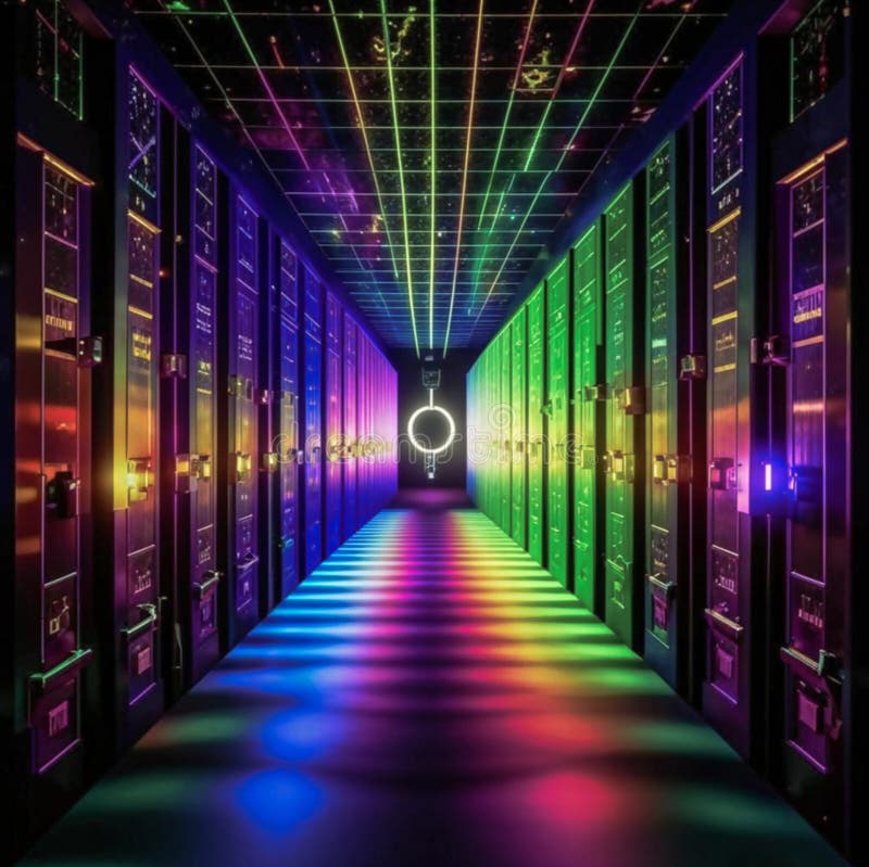 Long Corridor of a Bank Vault. Stock Image - Image of glowing, cabinets ...