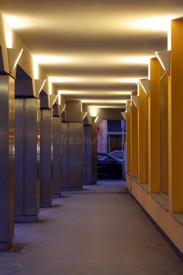 Corridor At Night With Lights Stock Image - Image: 7704521