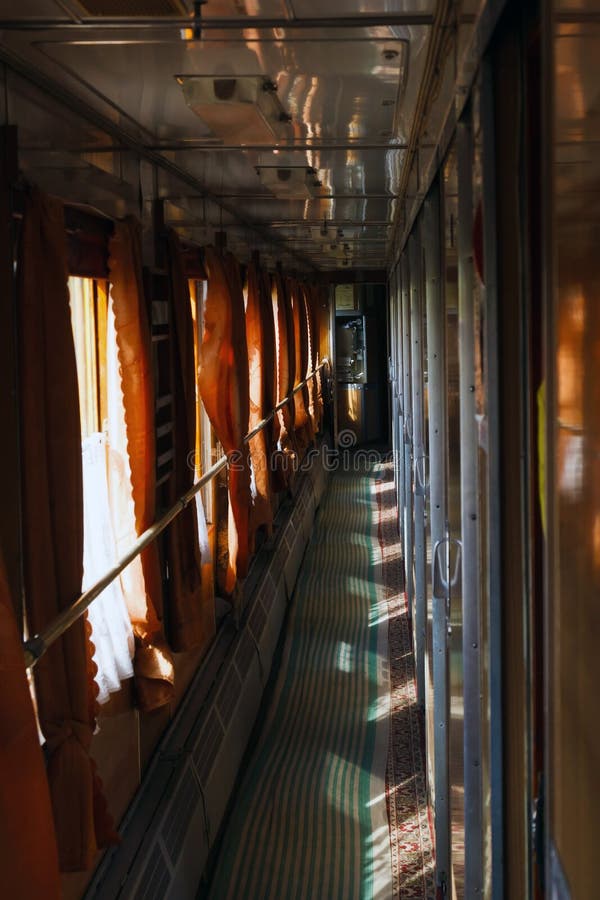 Corridor of the Old Train Compartment Stock Image - Image of corridor ...