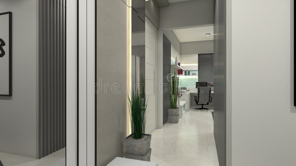 Modern Corridor Panel Ideas Stock Illustration - Illustration of mirror ...