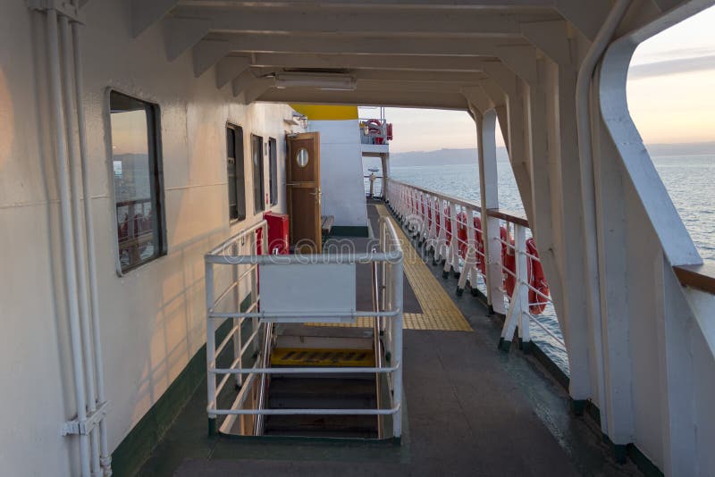Corridor of Passenger Ship on Upper Deck Stock Image - Image of service ...