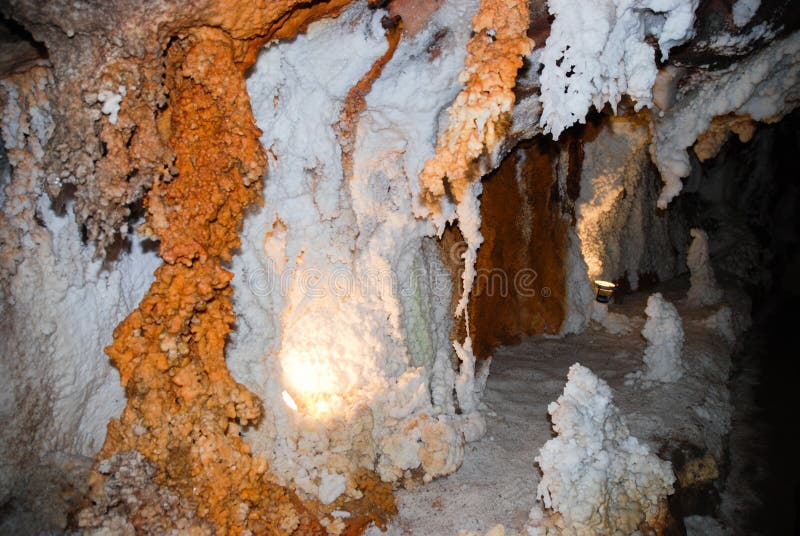 Corridor with Salt Stalactites Inside a Mine Stock Image - Image of ...