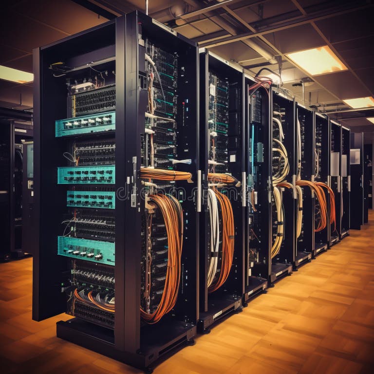 Corridor for Server Rack with Servers, Data Farm Stock Illustration ...