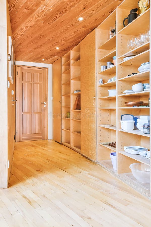 Corridor with shelves stock image. Image of modern, accessories - 220198935