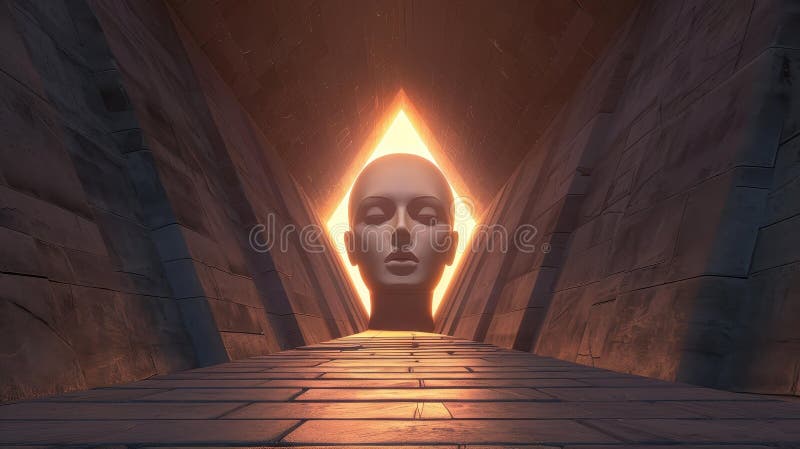 A Corridor of Stone Faces Glows Warmly, Representing the Endless ...
