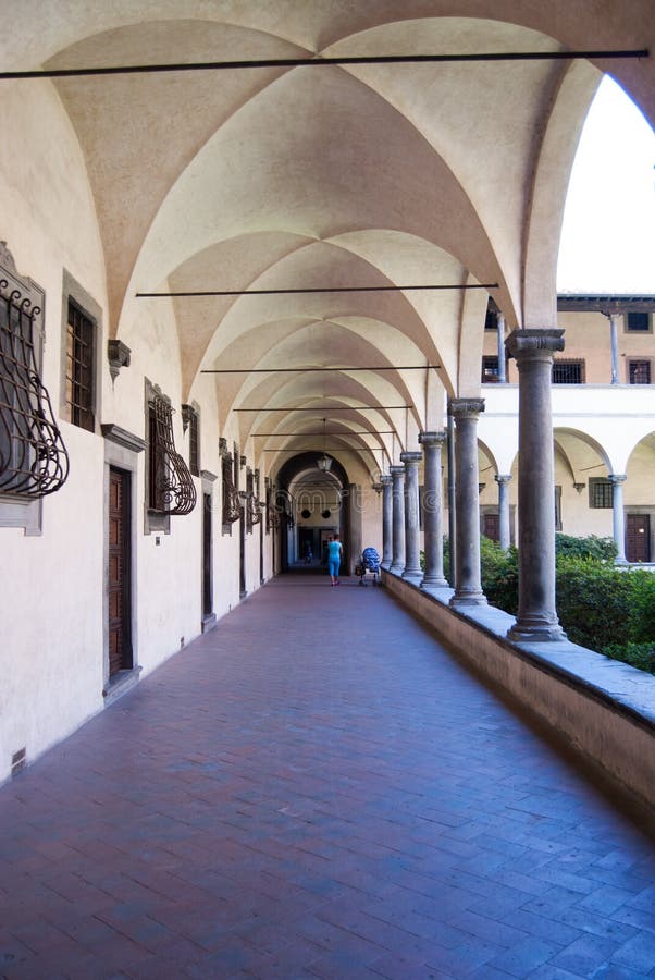 Corridor in a Tuscan Architecture with a Gothic Arcade Editorial ...