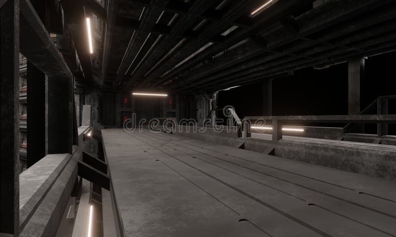 Corridor Walkway Bridge between Building Science Fiction Stock ...