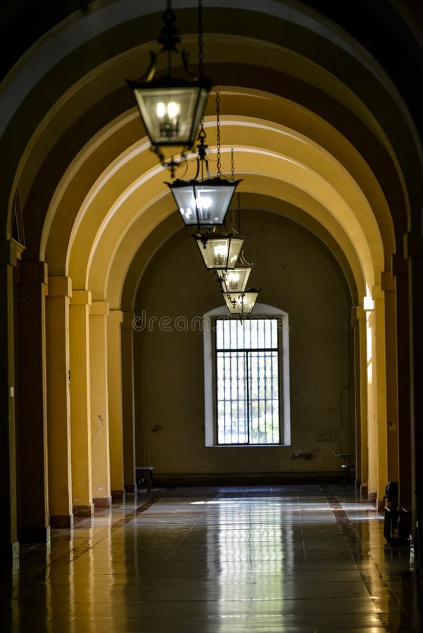Corridor with window stock image. Image of arches, ornate - 32239713