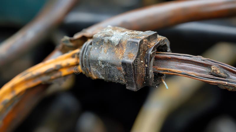 Corroded and Damaged Electrical Cable Posing Fire Hazard Stock Photo ...