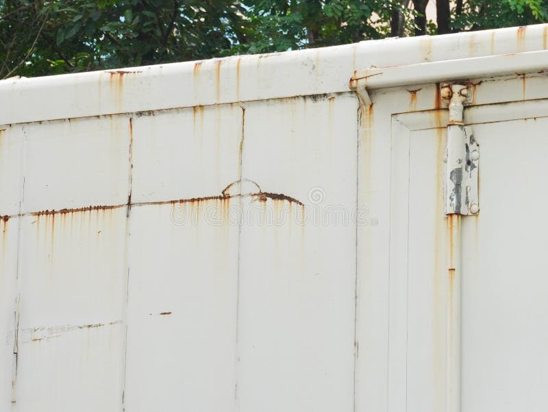 Corroded Metal Background. the Metal Wall is Painted White with Rust ...