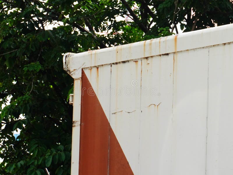 Corroded Metal Background. the Metal Wall is Painted White with Rust ...