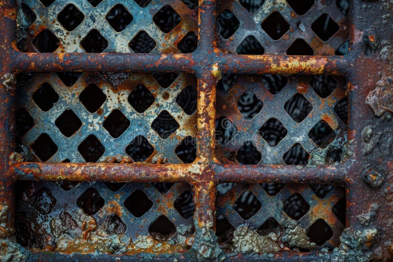 A Corroded Metal Grate with Holes, Layers of Rust, and Grime, Corroded ...