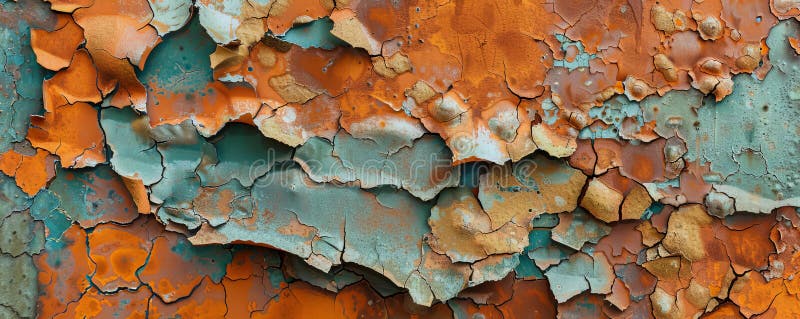 A Corroded Metal Surface with Deep Rust and Flaking Paint, Creating a ...