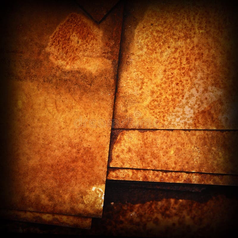 Corroded Metal Plate Texture and Poster Paper Scraps Stock Image ...