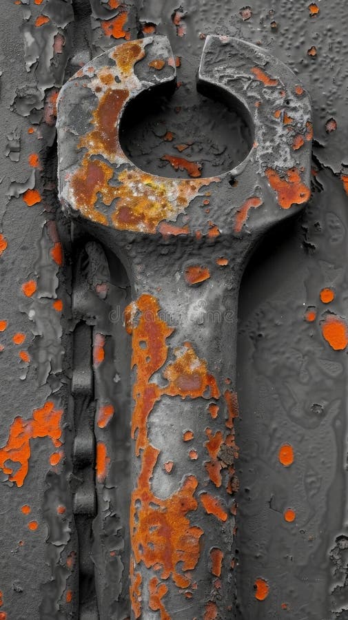 A Corroded Metal Tool Its Surface Covered in Splotches of Dark Orange ...