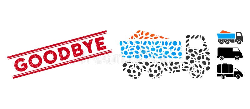 Distress Goodbye Line Seal and Collage Tipper Icon Stock Illustration ...