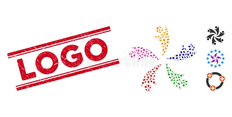 Scratched Logo Line Stamp and Collage Collaboration Logo Icon Stock ...