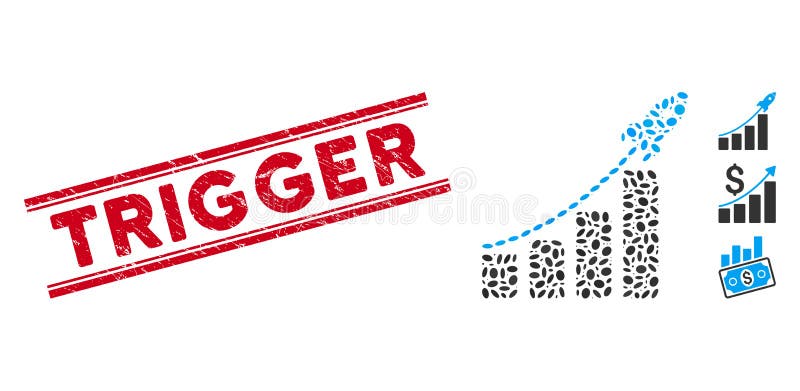 Textured Trigger Line Stamp with Mosaic Startup Sales Chart Icon Stock ...