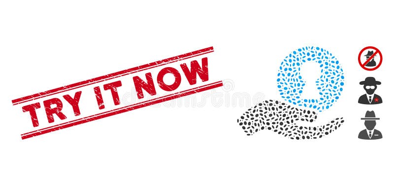 Grunge Try it Now Line Seal with Mosaic Insider Hand Icon Stock ...