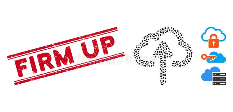 Grunge Firm Up Line Stamp with Collage Cloud Upload Icon Stock ...