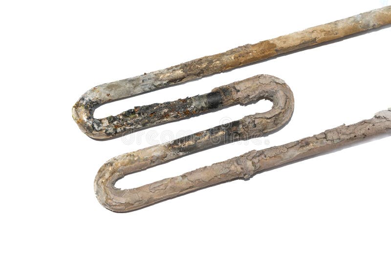Corroded Water Heater Element with Lime Scale Deposits Isolated on ...