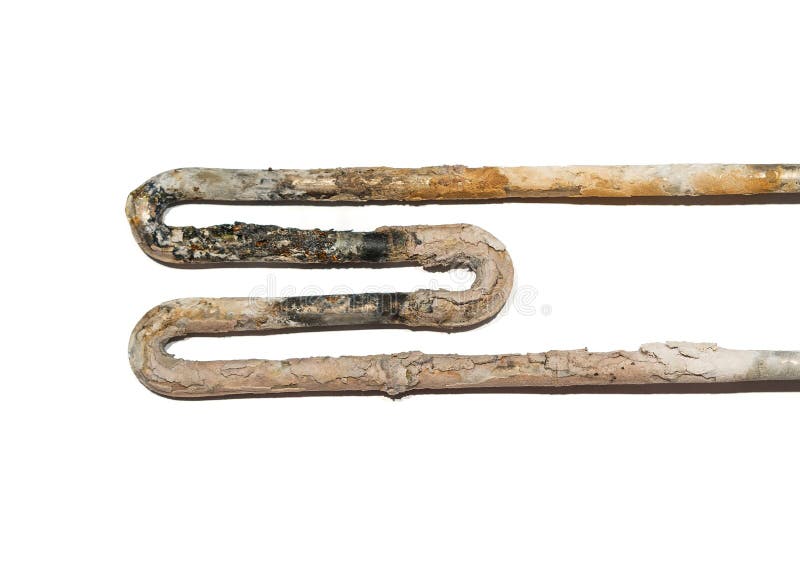Corroded Water Heater Element with Lime Scale Deposits Isolated on ...