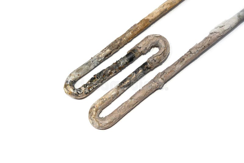 Corroded Water Heater Element with Lime Scale Deposits Isolated on ...